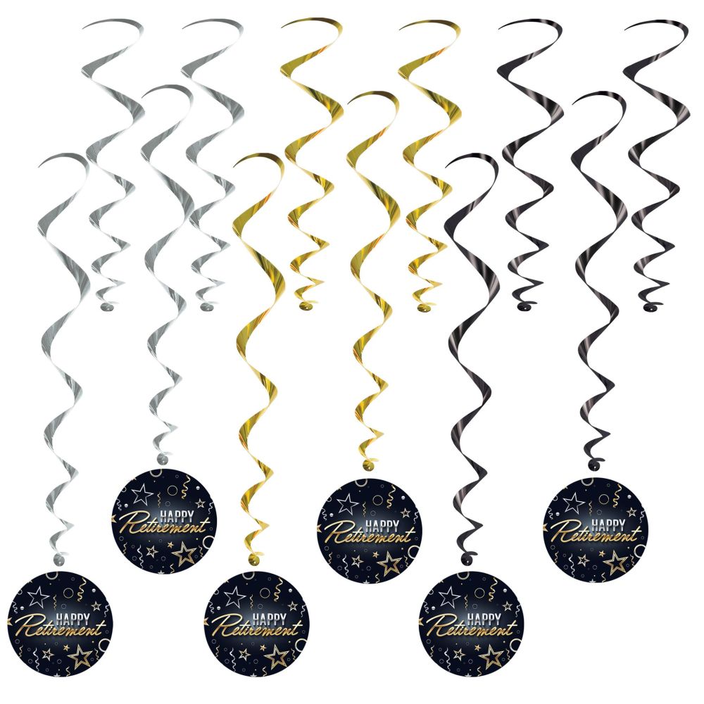 Happy Retirement Hanging Whirl Decorations: Party at Lewis Elegant ...