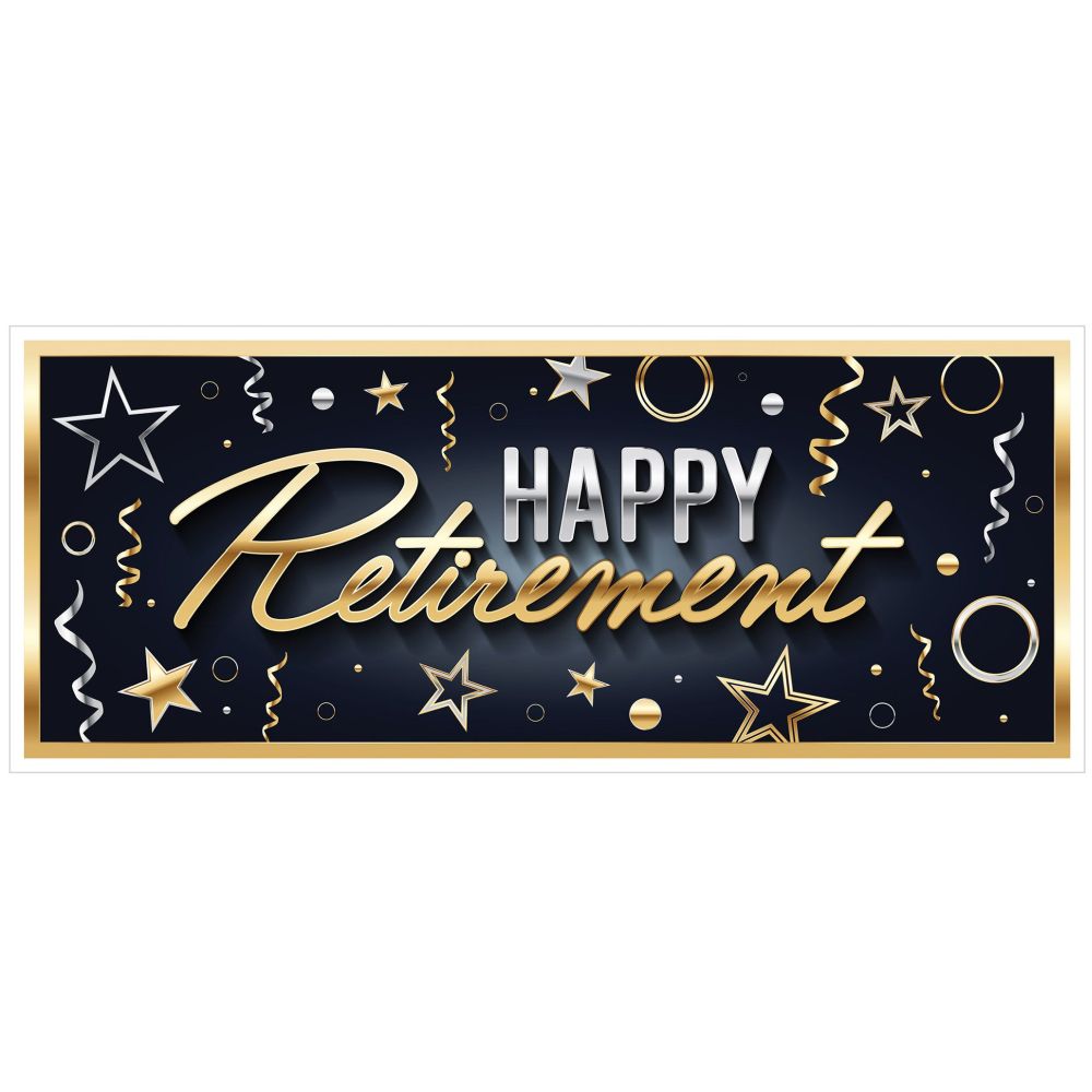 Happy Retirement All-Weather Large Sign Banner: Party at Lewis Elegant ...
