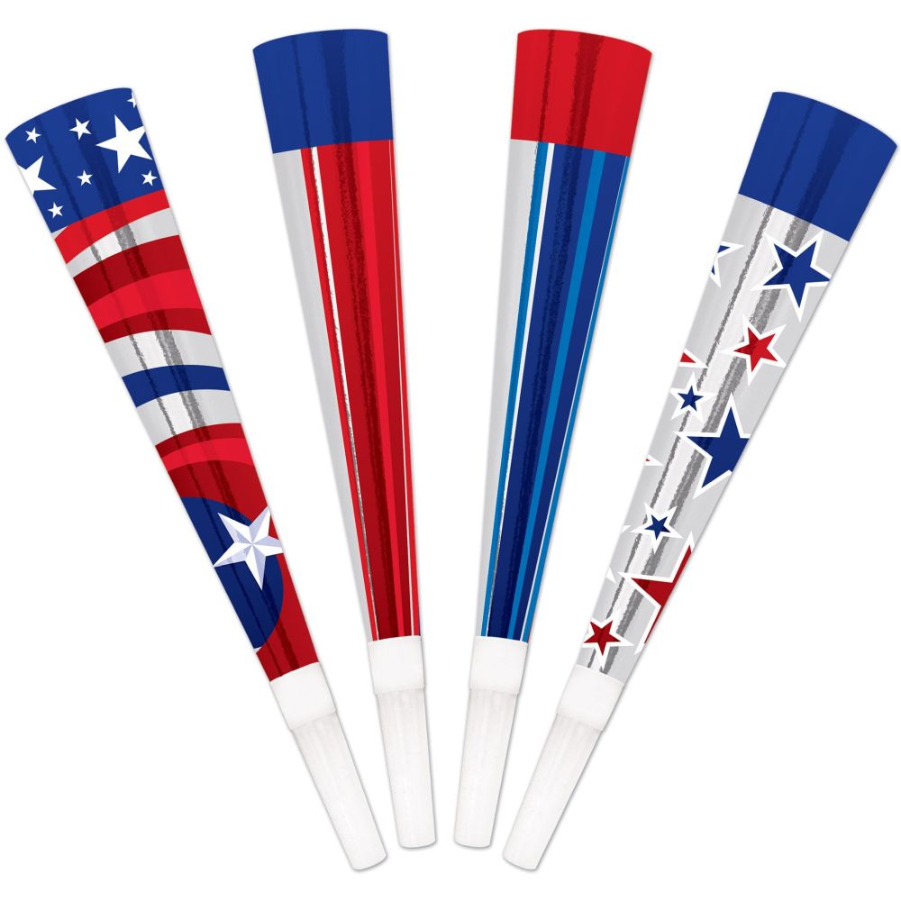 Patriotic Foil Horns: Party at Lewis Elegant Party Supplies, Plastic ...