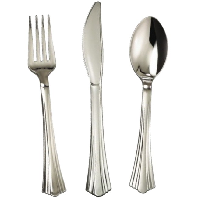 Reflections Silver Elegant Plastic Elegant Plastic Cutlery Assorted ...