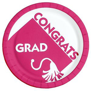 New Grad 9-inch Plates, Hot Pink: Party at Lewis Elegant Party Supplies ...