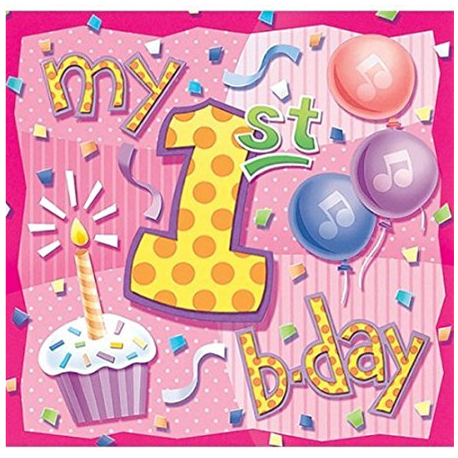 My First Birthday 3-Ply Lunch Napkins, Pink: Party at Lewis Elegant ...