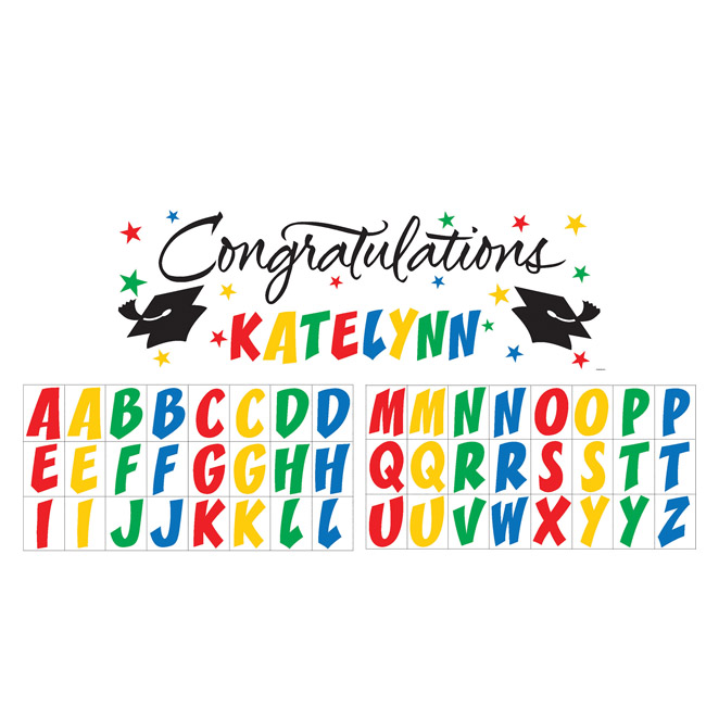 Congrats Grad Giant Banner w/ Sticker Letters: Party at Lewis Elegant ...