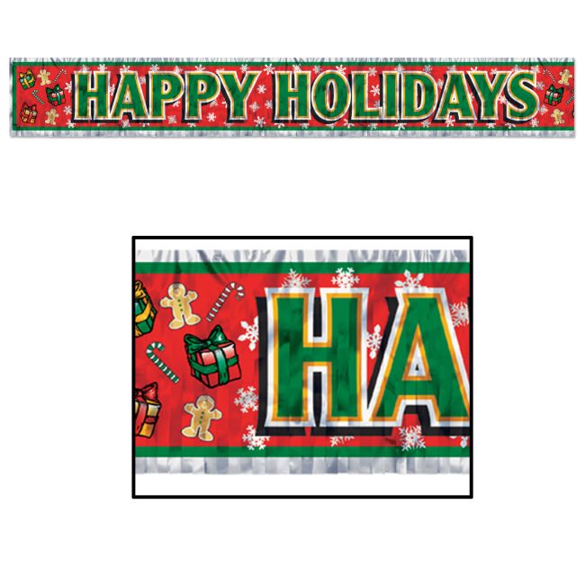 Happy Holidays Metallic Banner: Party at Lewis Elegant Party Supplies ...