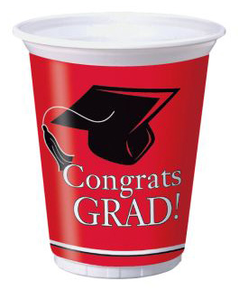 Graduation Red and Black 16 oz Plastic Cups: Party at Lewis Elegant ...