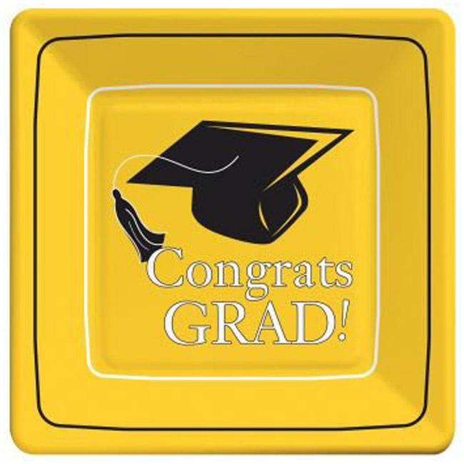 Congrats Grad 9-inch Square Plates, School Bus Yellow: Party at Lewis ...
