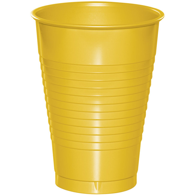 School Bus Yellow Premium 12 oz Plastic Cups: Party at Lewis Elegant ...
