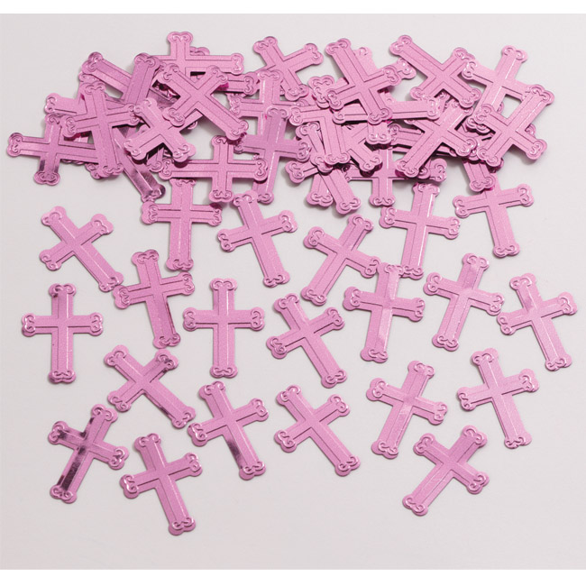 Pink Embossed Crosses Confetti: Party at Lewis Elegant Party Supplies ...