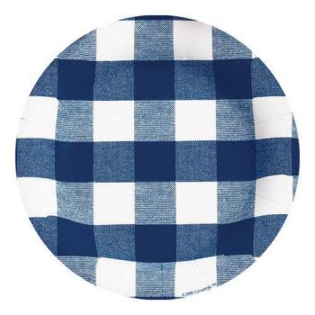 Picnic Plaid Blue 8-inch Plates: Party at Lewis Elegant Party Supplies ...