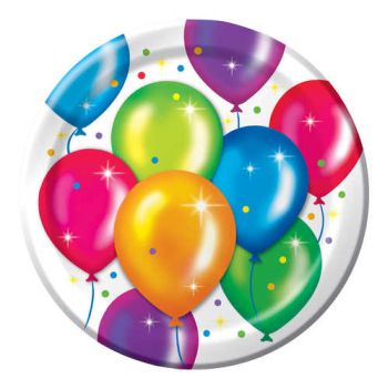 Birthday Balloons 9-inch Plates: Party at Lewis Elegant Party Supplies ...