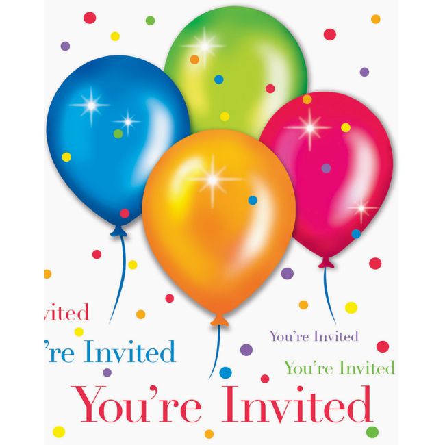 Birthday Balloons Invitations: Party at Lewis Elegant Party Supplies ...