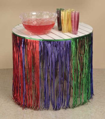 Multi-Color Fringe Table Skirting, 12' x 29": Party at Lewis Elegant ...