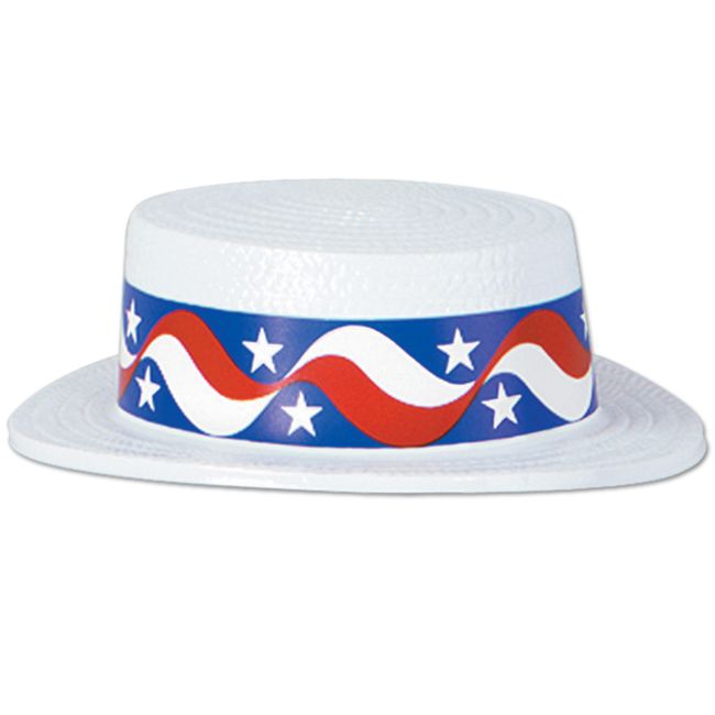 Patriotic Red White and Blue Plastic Skimmer Hat: Party at Lewis ...