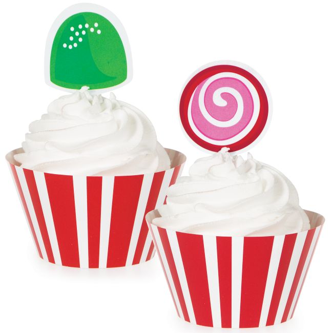 Candy Cane Cupcake Wrapper w/Picks: Party at Lewis Elegant Party ...