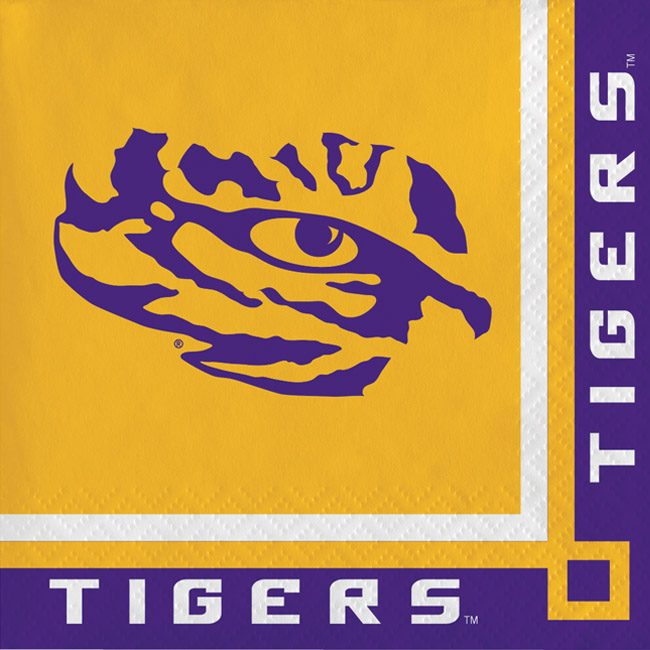 LSU Tigers Beverage Napkins: Party at Lewis Elegant Party Supplies ...