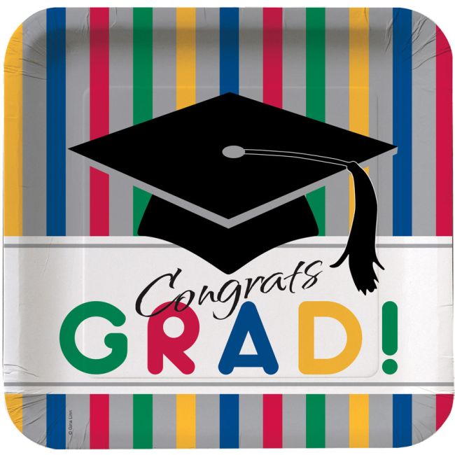 Graduation Stripes Deep Dish 9-inch Plates: Party at Lewis Elegant ...