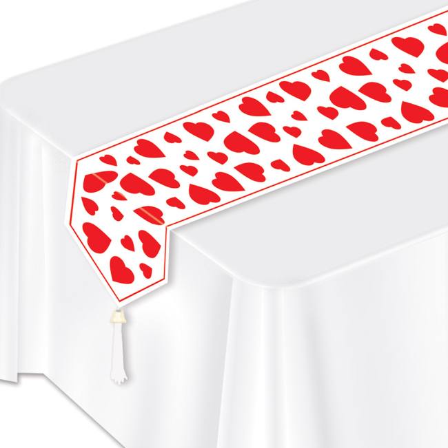 Red Hearts Laminated Paper Table Runner: Party at Lewis Elegant Party ...