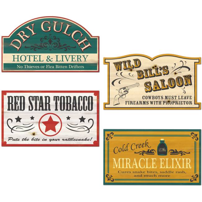 Old Style Western Sign Cutouts: Party at Lewis Elegant Party Supplies ...
