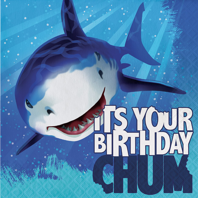 Shark Splash Happy Birthday 3-Ply Lunch Napkins: Party at Lewis Elegant ...