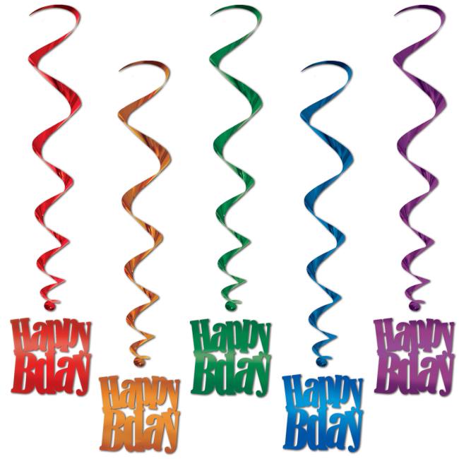 Happy Birthday Hanging Whirls: Party at Lewis Elegant Party Supplies ...