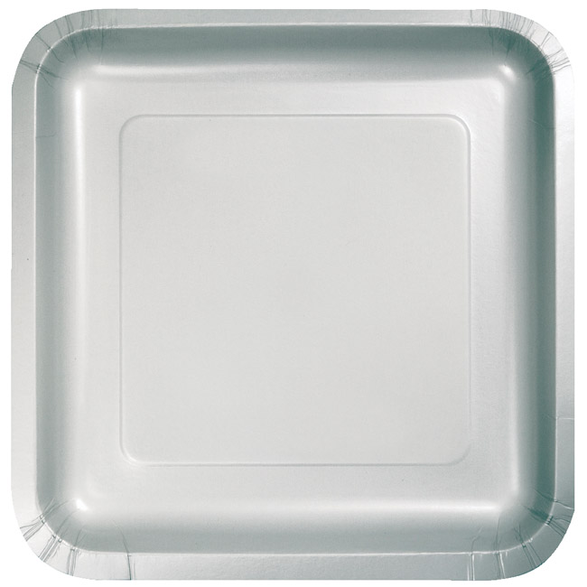 Silver 9-inch Square Deep Dish Paper Plates: Party at Lewis Elegant ...
