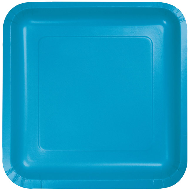 Turquoise 9-inch Square Deep Dish Paper Plates: Party at Lewis Elegant ...