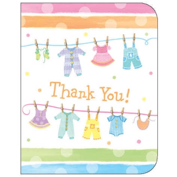 Baby Clothes Thank You Cards: Party at Lewis Elegant Party Supplies ...