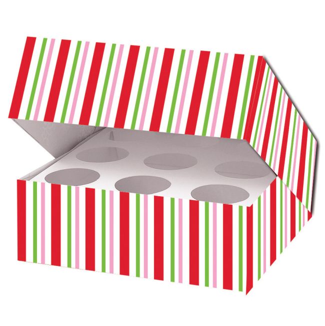 Candy Cane Stripe Cupcake Box: Party at Lewis Elegant Party Supplies ...