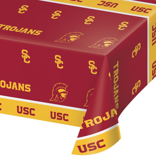USC Trojans Plastic Tablecloth: Party at Lewis Elegant Party Supplies ...
