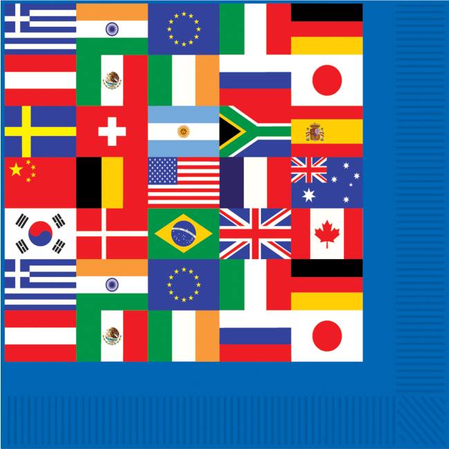 International Flag Lunch Napkins: Party at Lewis Elegant Party Supplies ...