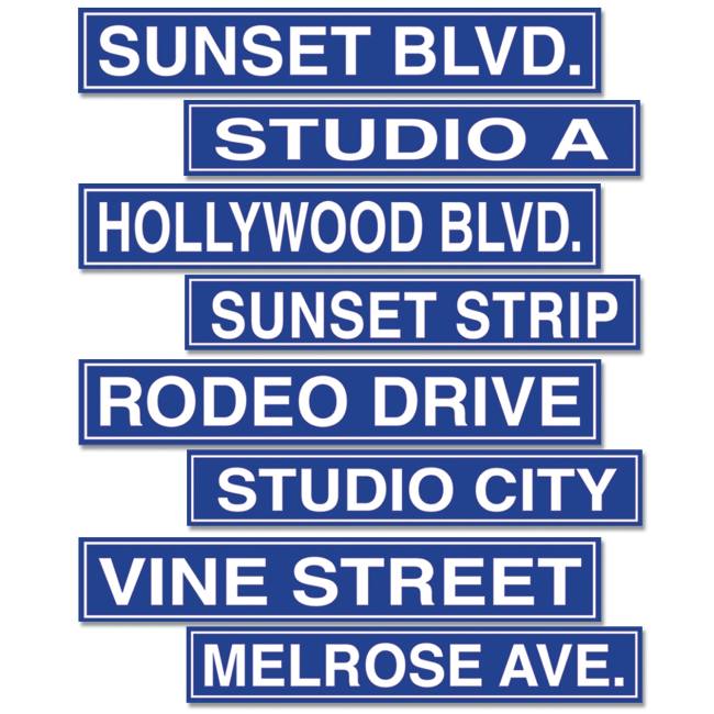 Hollywood Street Sign Cutouts: Party at Lewis Elegant Party Supplies ...