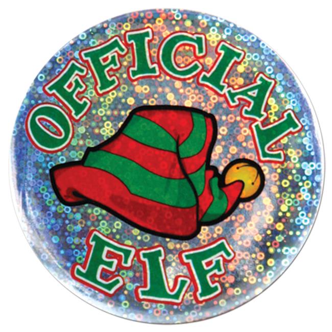 Official Elf Prismatic Button: Party at Lewis Elegant Party Supplies ...