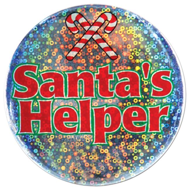 Santa's Helper Prismatic Button: Party at Lewis Elegant Party Supplies ...