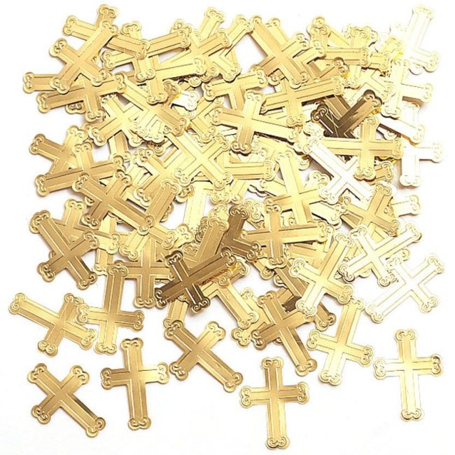 Gold Embossed Crosses Confetti: Party at Lewis Elegant Party Supplies ...