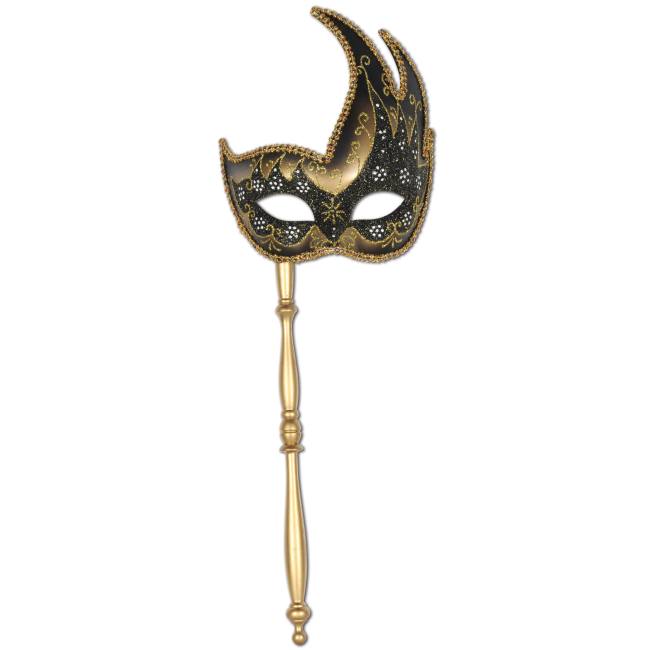 Glittered Gold Mask with Stick #3: Party at Lewis Elegant Party ...