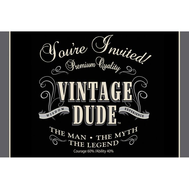 Vintage Dude Gatefold Birthday Invitations: Party at Lewis Elegant ...
