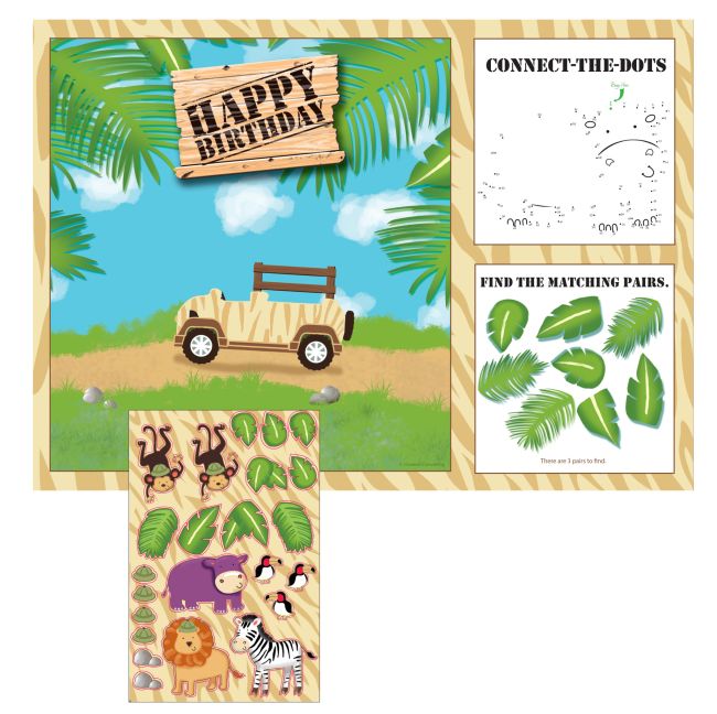 Safari Adventure Kids Activity Placemats w/Stickers: Party at Lewis ...