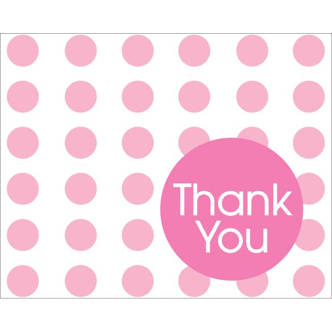 Polka Dot Foldover Thank You Cards, Candy Pink: Party at Lewis Elegant ...