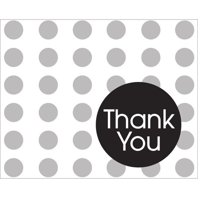 Polka Dot Foldover Thank You Cards, Black: Party at Lewis Elegant Party ...
