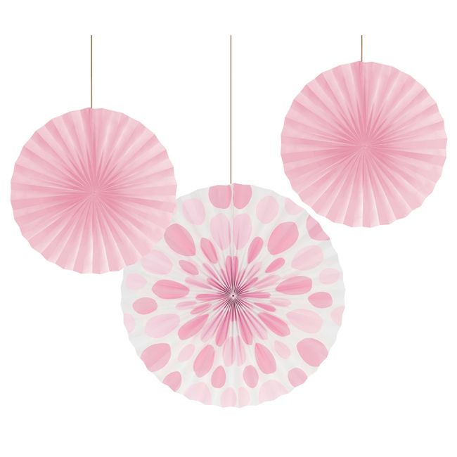 Pink Polka Dot & Solid Paper Fan Decorations: Party at Lewis Elegant ...