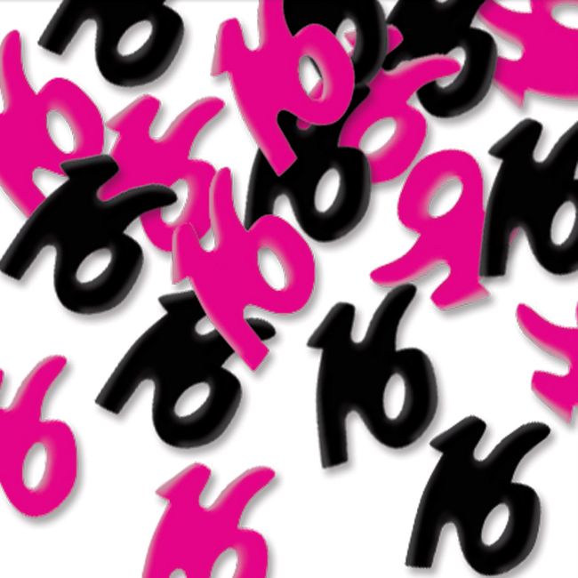 16th Birthday Black & Magenta Confetti: Party at Lewis Elegant Party ...