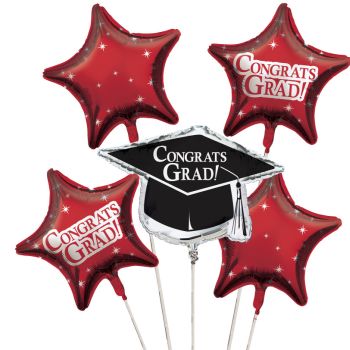 Graduation Foil Balloon Cluster Red: Party at Lewis Elegant Party ...