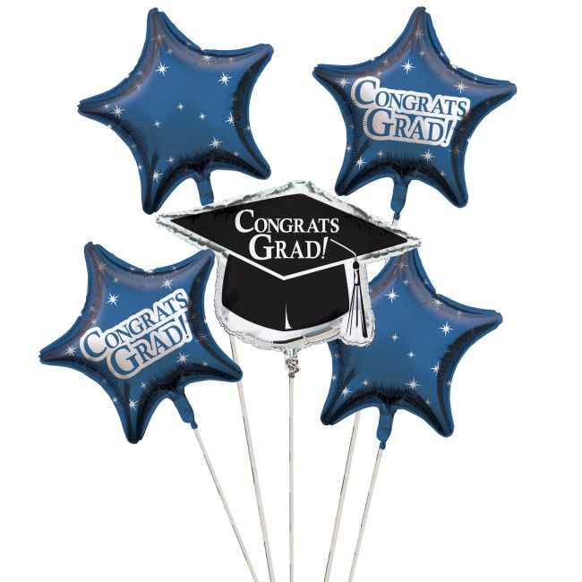 Graduation Foil Balloon Cluster Blue: Party at Lewis Elegant Party ...