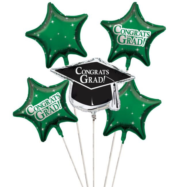 Graduation Foil Balloon Cluster Green: Party at Lewis Elegant Party ...