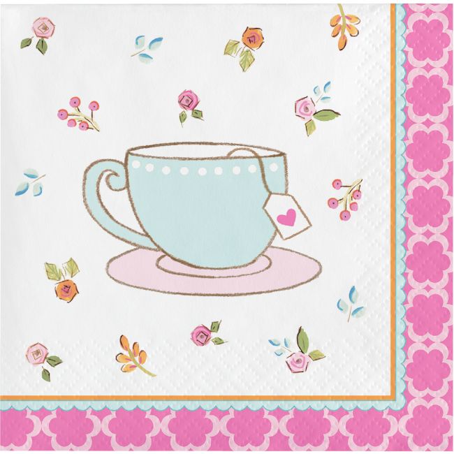Tea Time 3-Ply Beverage Napkins: Party at Lewis Elegant Party Supplies ...