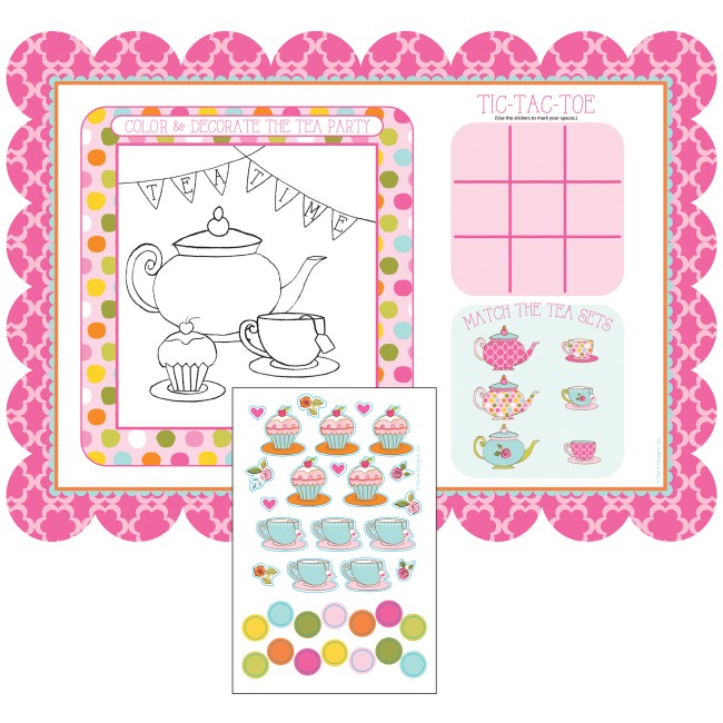 Tea Time Kids Activity Placemats w/Stickers: Party at Lewis Elegant ...