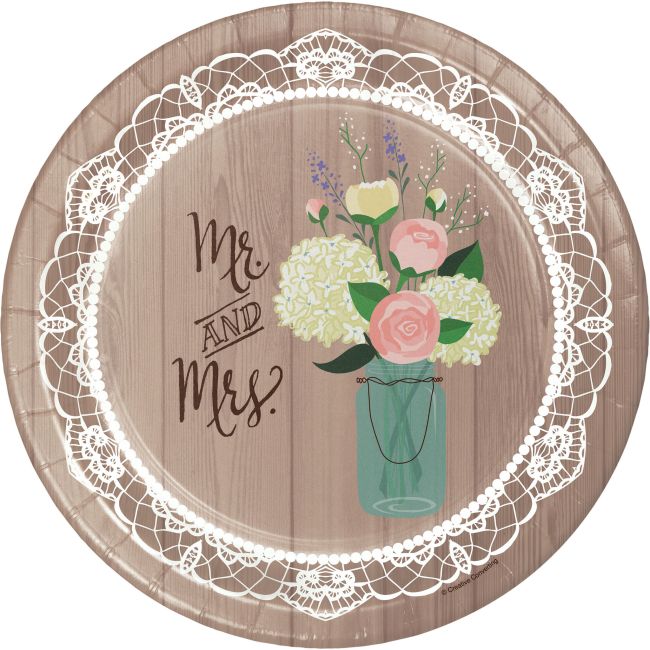 Rustic Wedding 10.25-inch Plates: Party at Lewis Elegant Party Supplies ...