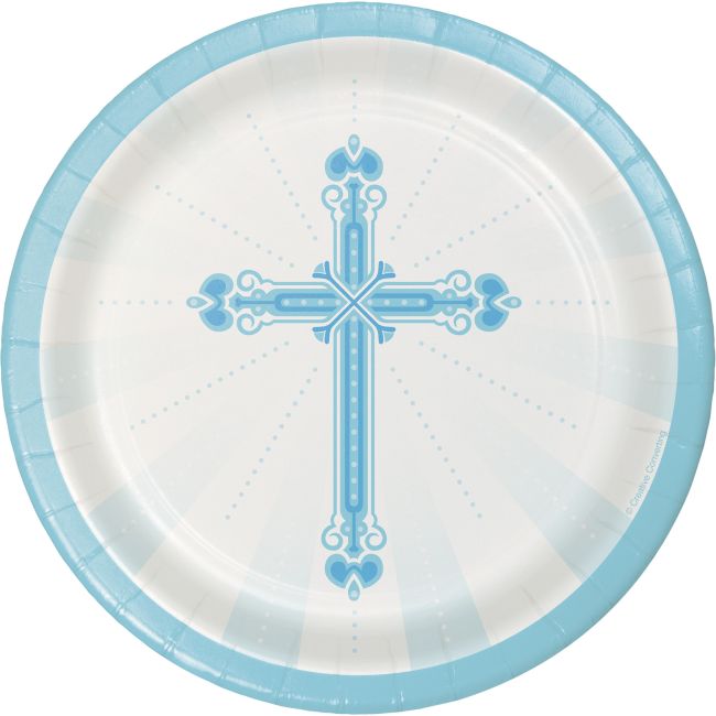 Blessings Blue 7-inch Plates: Party at Lewis Elegant Party Supplies ...