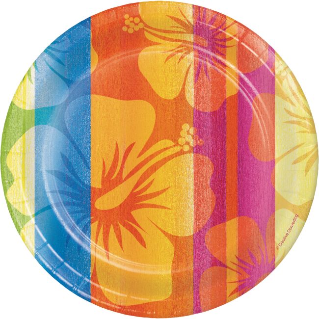Sunset Stripes Hibiscus 7-inch Plates High Count: Party at Lewis ...