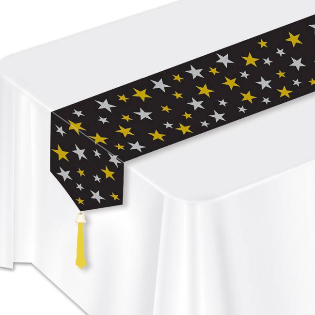 Black and Gold Stars Laminated Paper Table Runner: Party at Lewis ...